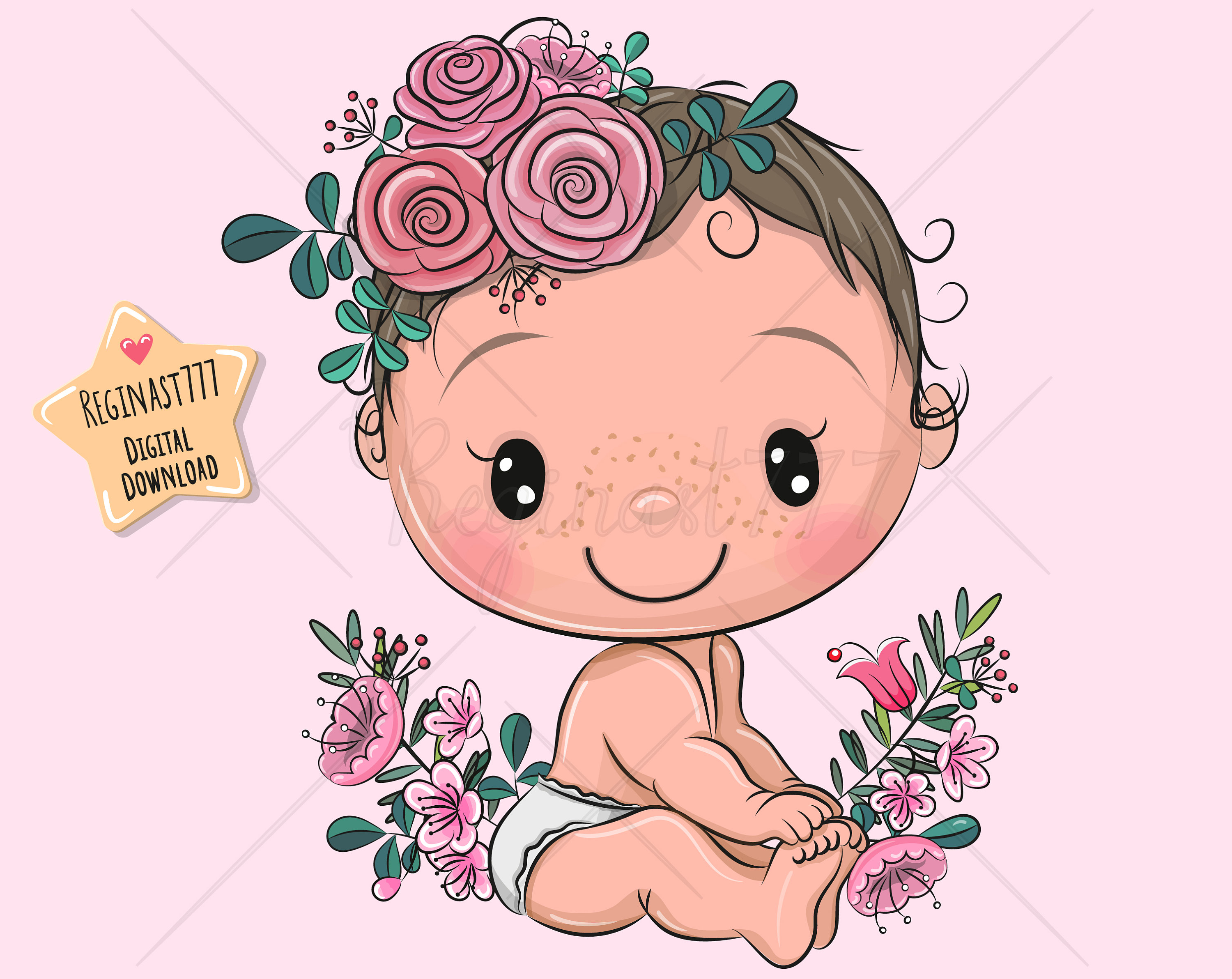 Cute Baby Clipart PNG Baby Clip Art Girl Digital Download | Etsy