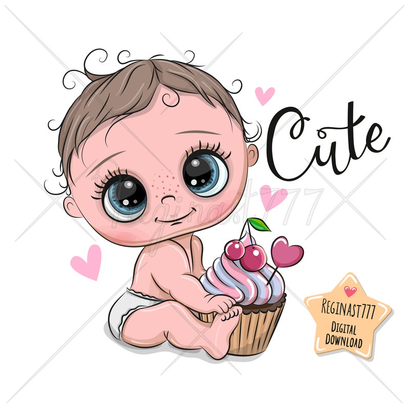 Cute Baby Clipart PNG Baby Clip Art Girl Digital Download | Etsy
