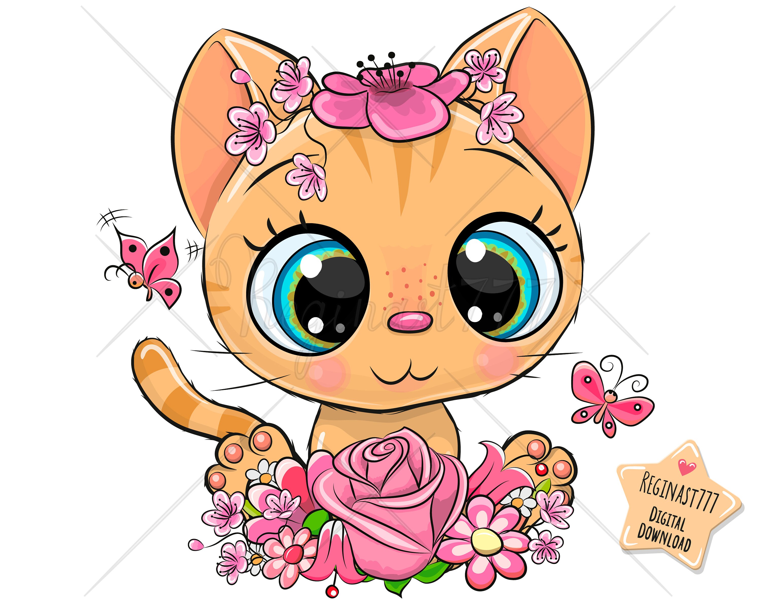 Cute Kitty PNG Digital Download Clipart Kitten Cat | Etsy