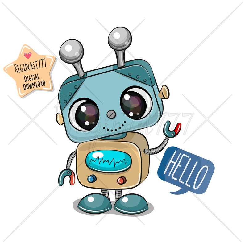 Cute Robot PNG Robot Clipart Digital Download Clipart | Etsy