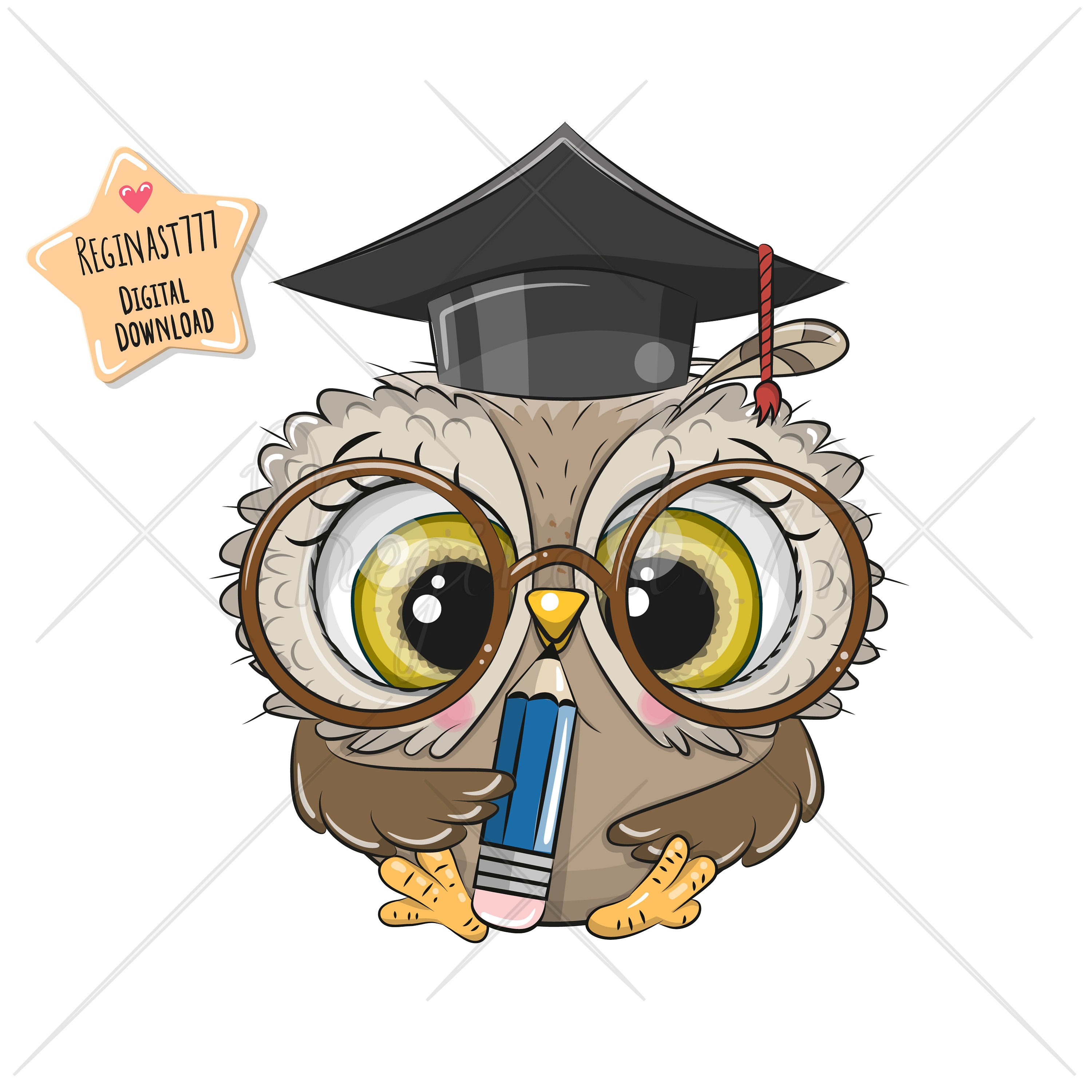 Smart Owl PNG Digital Download Clipart Smart Owl Children | Etsy