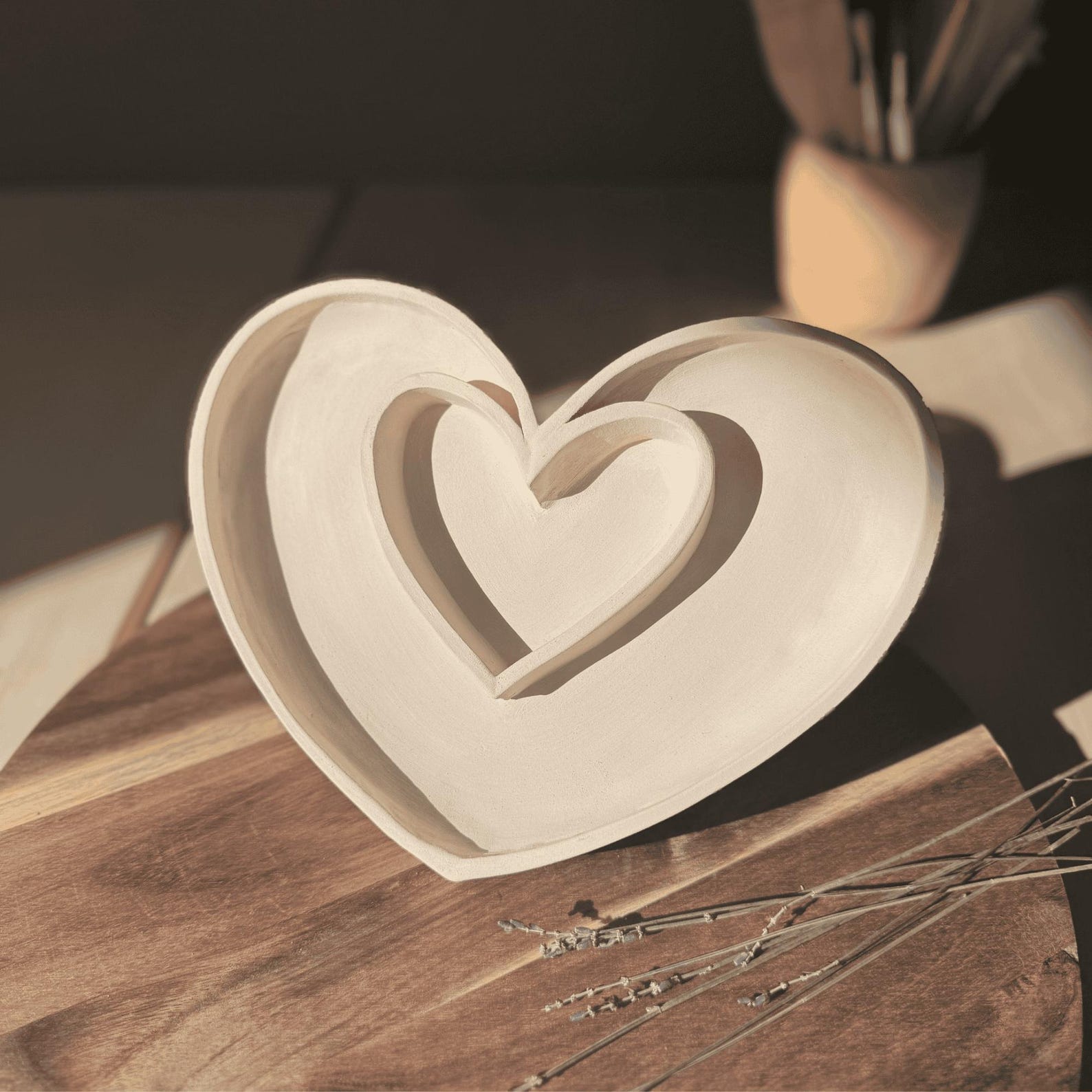 Heart Shaped Chips and Dip Bowl Slab Building Template, Pottery ...