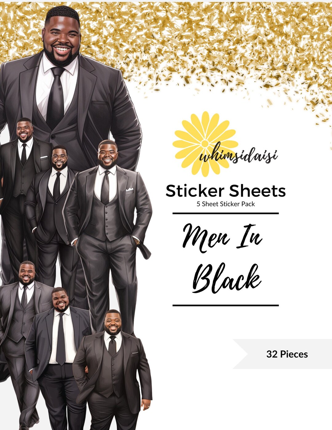Whimsidaisi Men in Black Sticker Sheets - Etsy