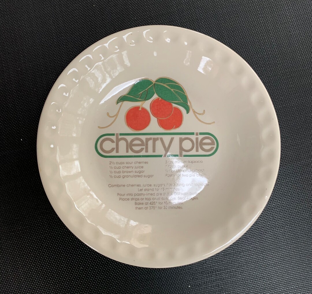 Vintage Cherry Pie Plate With Recipe - Etsy