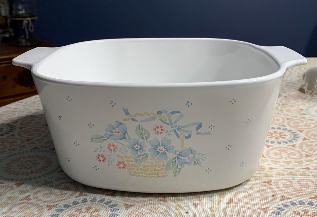 Vintage Corning Ware Blue Ribbon Flower Basket Casserole Dish - (A-3-B ...