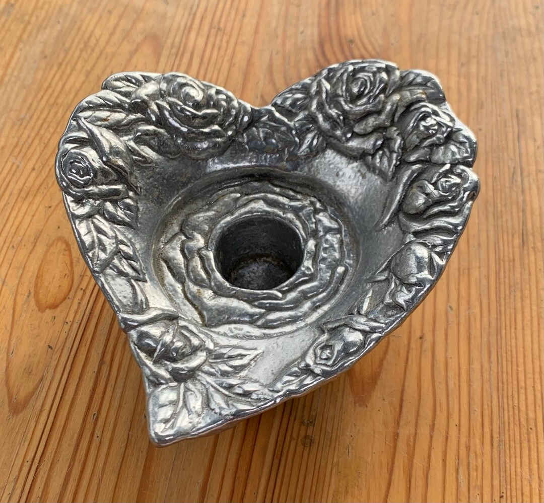 Vintage Arthur Court Heart Shaped Candle Holder With Rose Design - Etsy