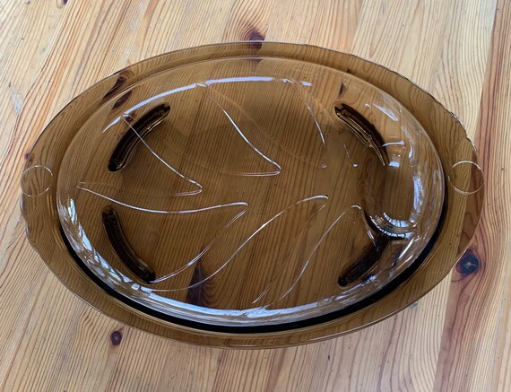 Vintage Pyrex Fireside Brown Glass Footed Turkey Platter 815 | Etsy