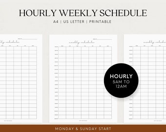 Half Hour Weekly Planner Printable Week on 2 Pages Undated Organizer ...