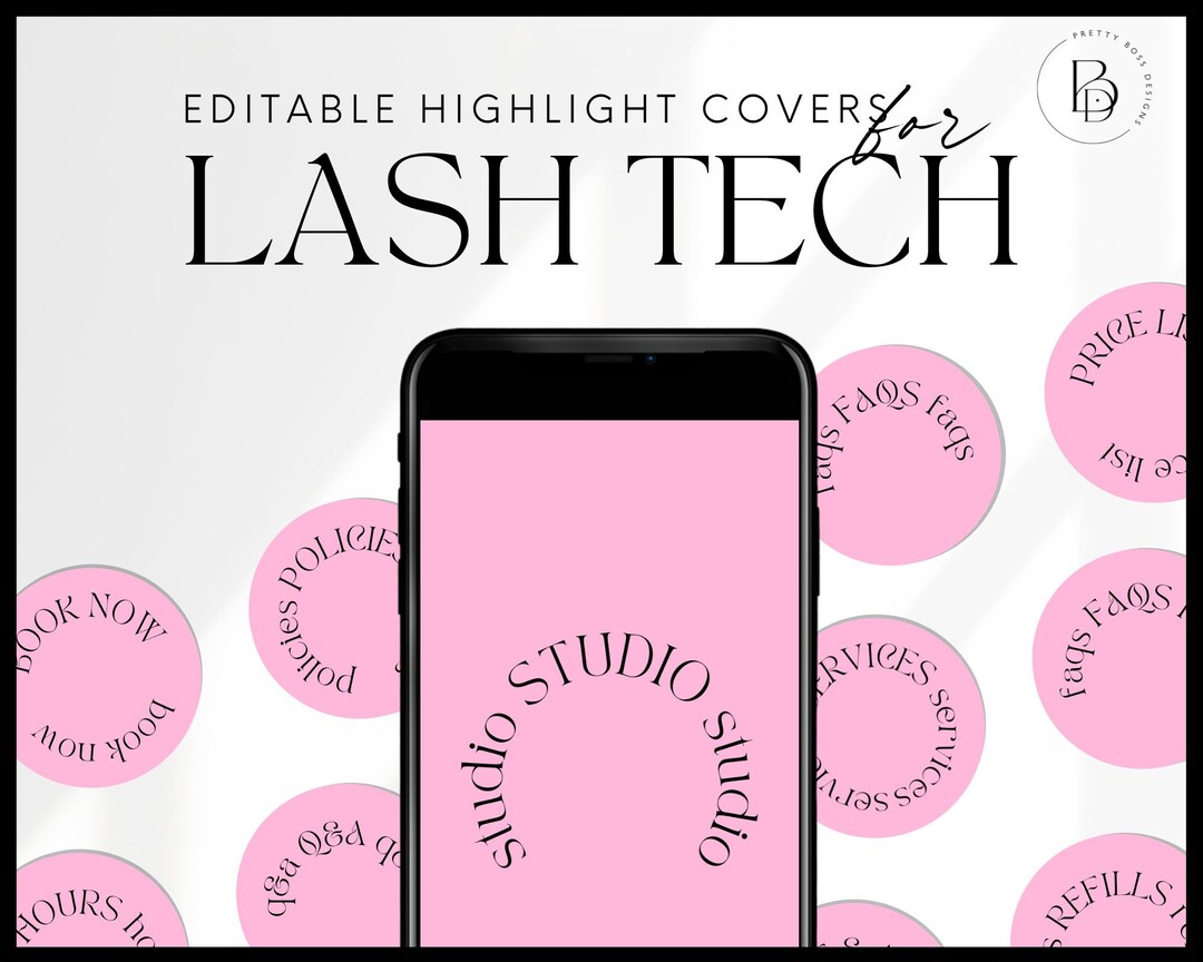 Lash Tech Instagram Highlight Covers, Beauty Business Branding (canva ...