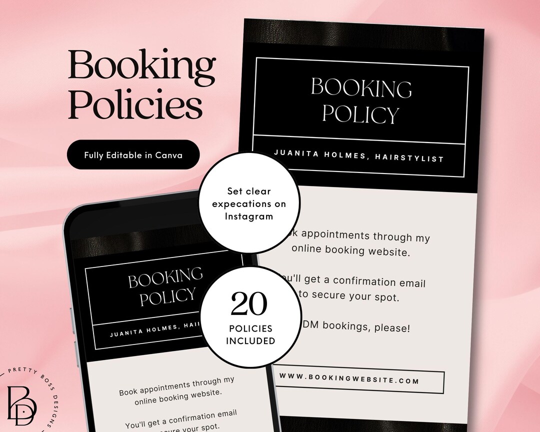 Instagram Booking Policy Template, Hairstylist Salon (canva Editable ...