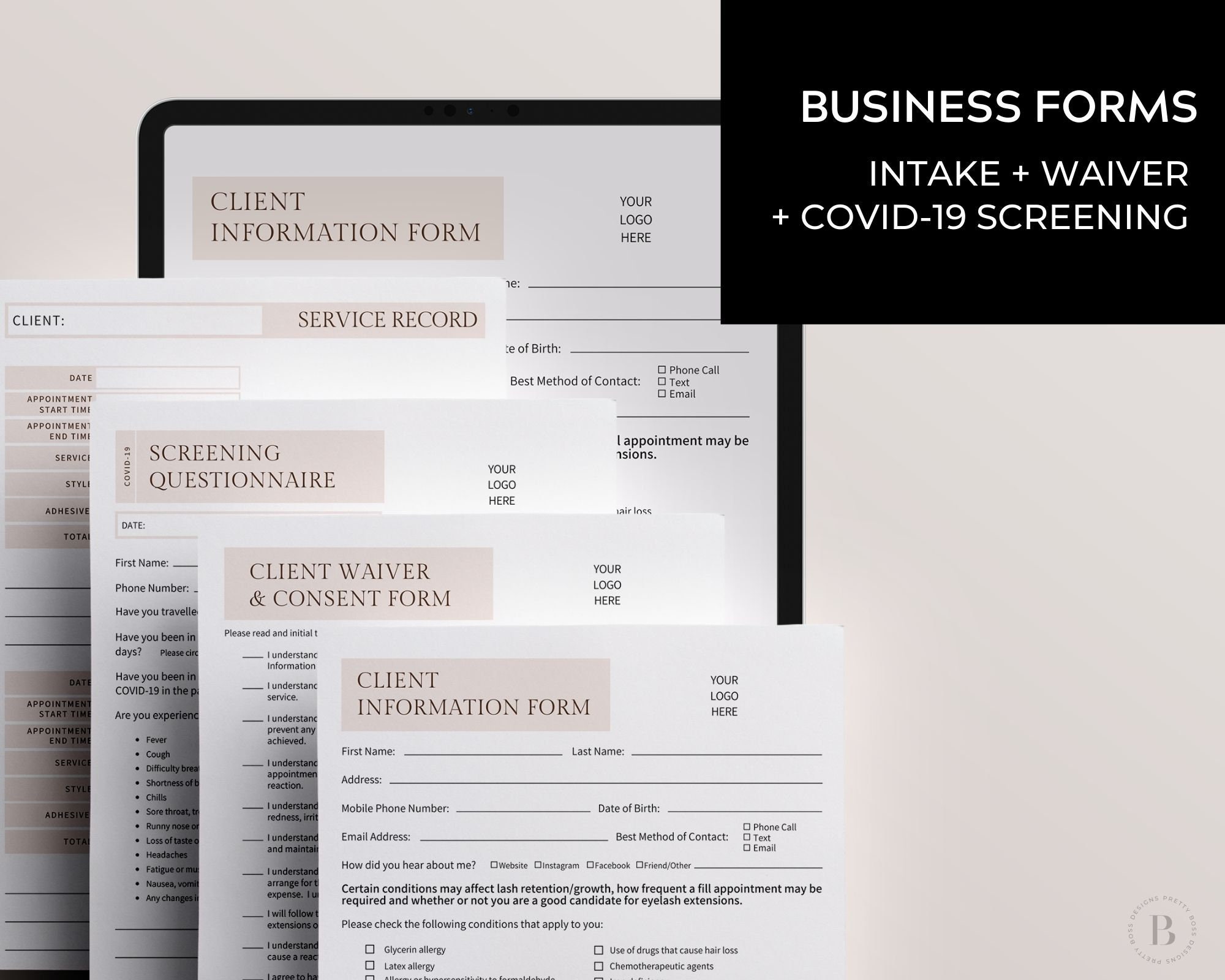 Lash Extension Client Forms Template Digital Download