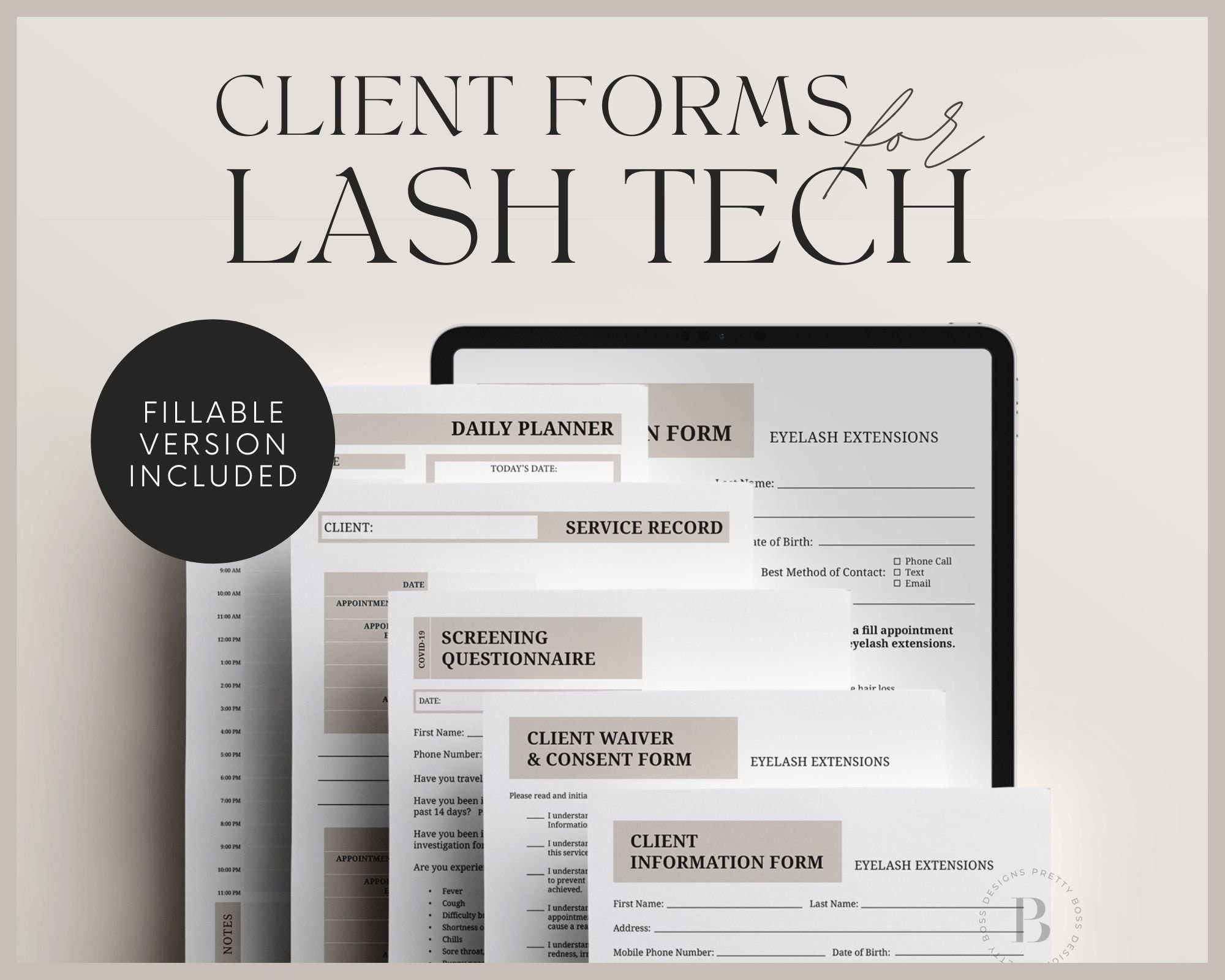 Stationery Lash Waiver for Lash Technician Esthetician Client Record ...