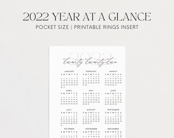 Printable Pocket Calendar 2022 - Etsy
