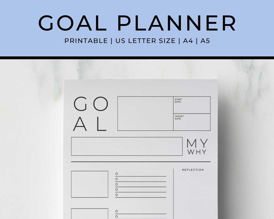 Goal Planner Printable, Minimal Goal Worksheet, Goal Setting Planner ...