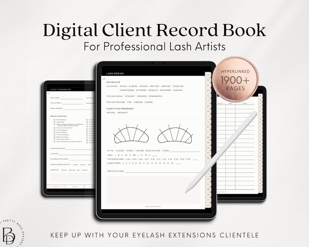 Lash Tech Client Record Book Template, Lash Mapping, Digital Planner - Etsy