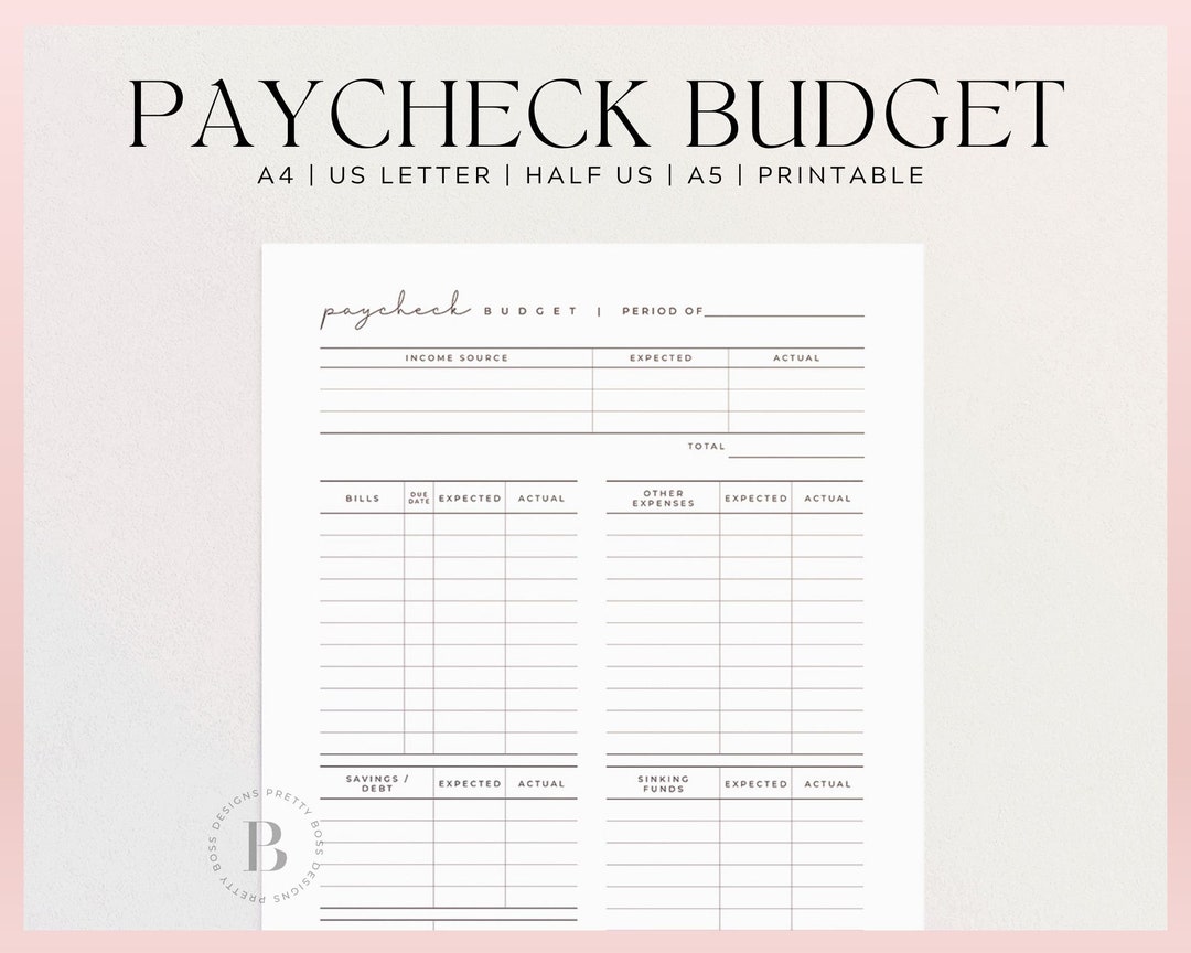 Paycheck Budget Planner Printable, Breakdown Worksheet, Paycheck ...
