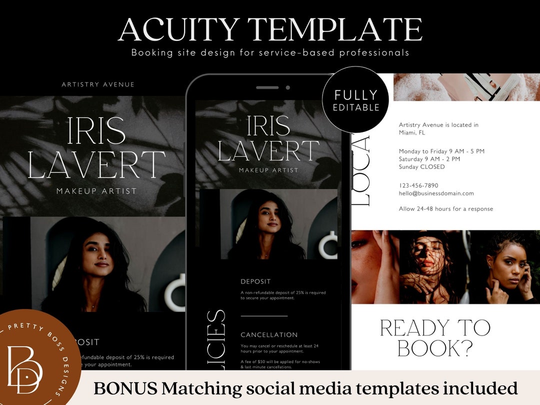 Acuity Makeup Template, Acuity Scheduling Template Makeup Artist, Canva ...