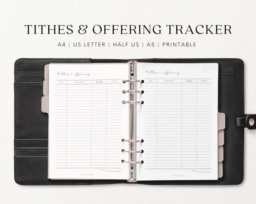 Tithes and Offering Tracker Printable Tithes Log A5 Planner Inserts ...