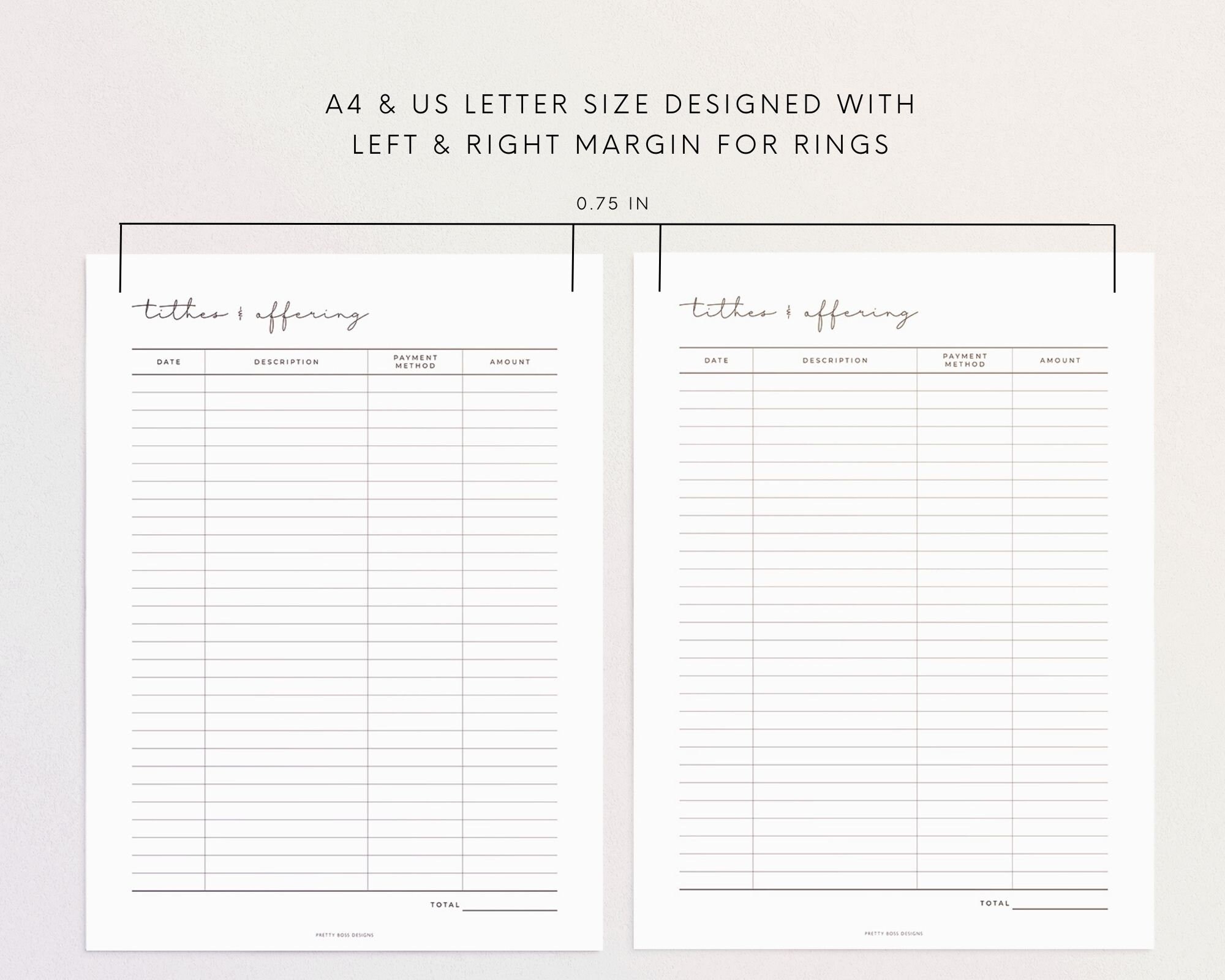 Tithes and Offering Tracker Printable Tithes Log A5 Planner - Etsy Canada