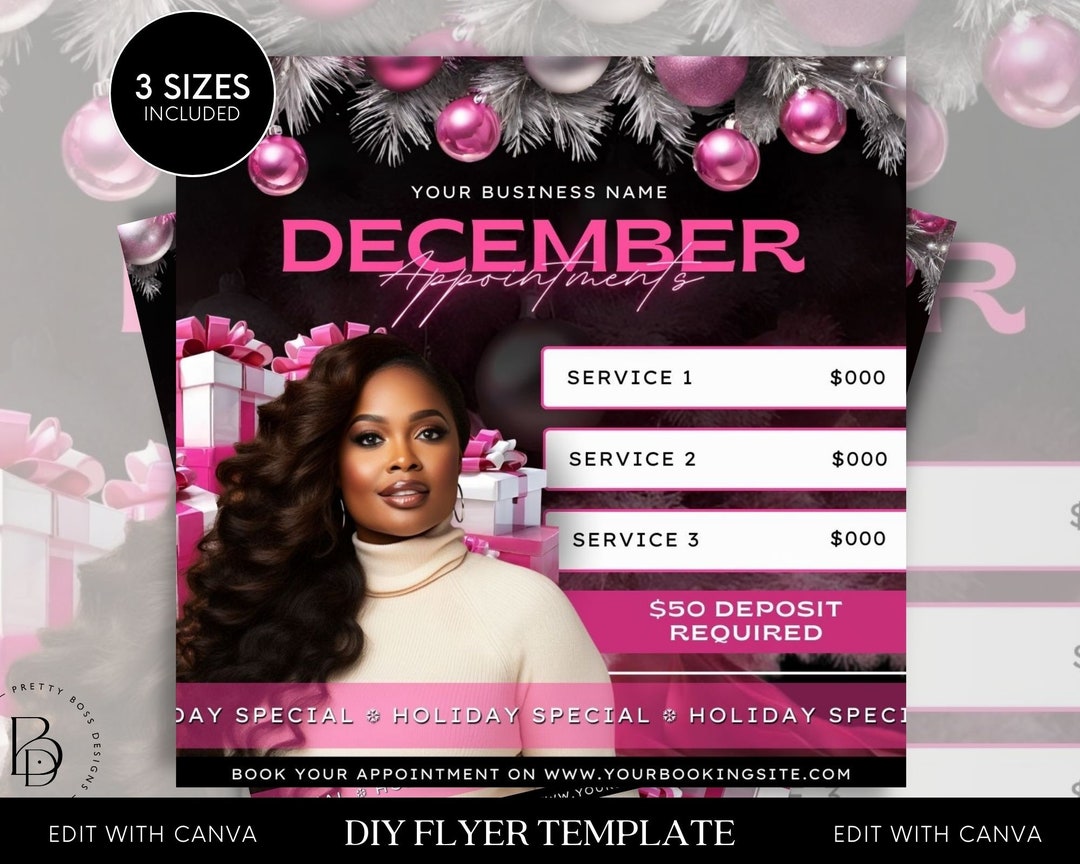 Appointments Available Flyer Template December Bookings Wig Install ...