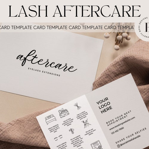 Lash Care Card Template Lash Extensions Card Editable - Etsy