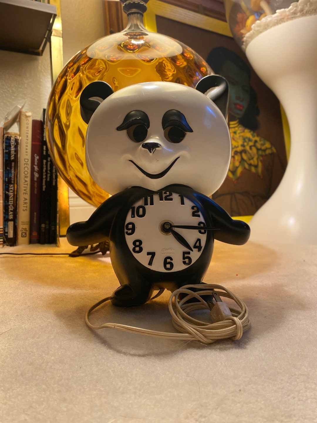 Vtg Spartus Panda Clock - Etsy