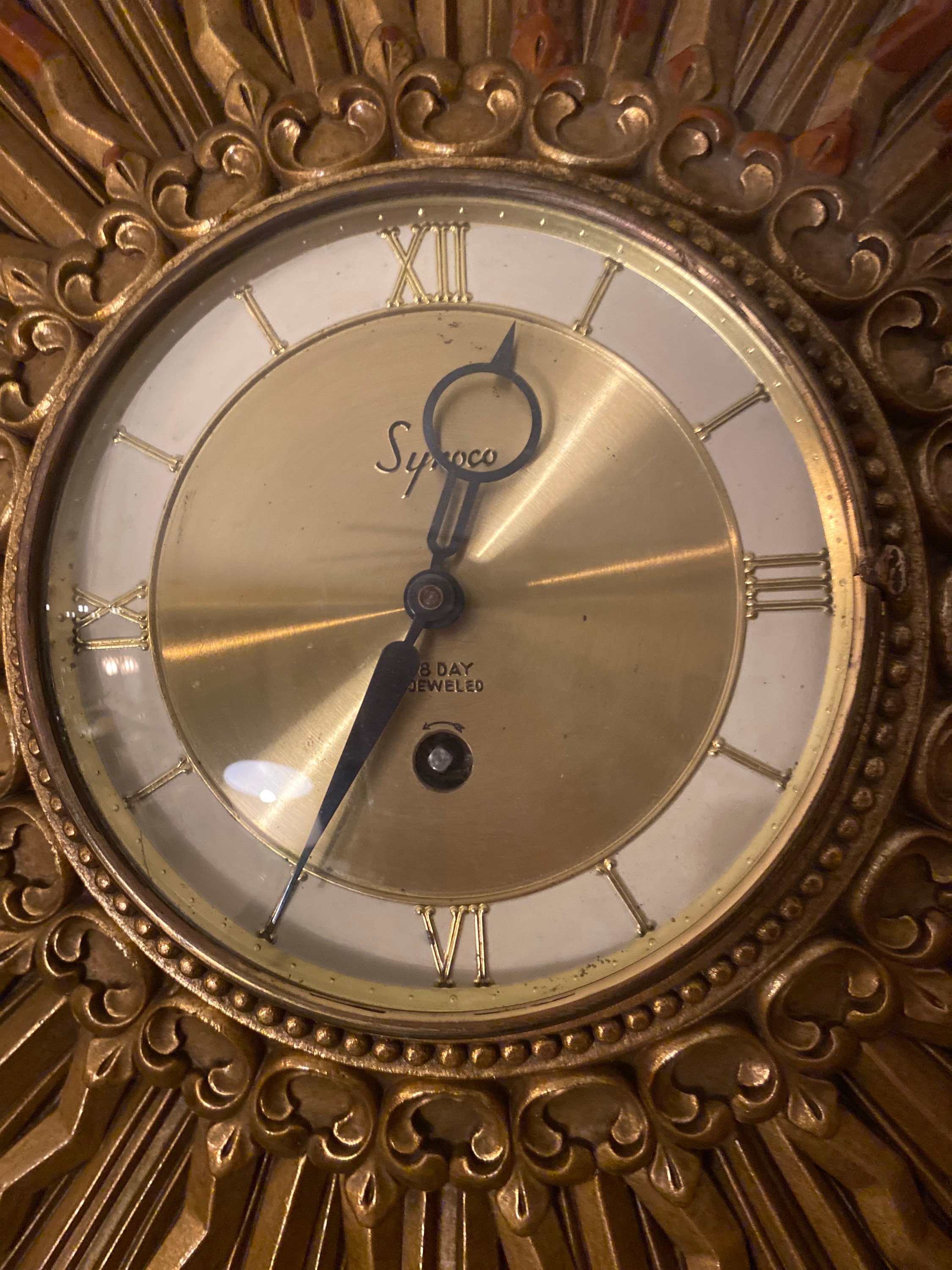 Vintage Sunburst Clock by Syroco | Etsy