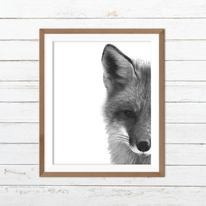 Black and White Fox Print Forest Printable Fox Printable | Etsy