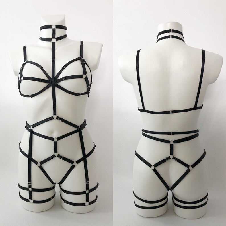 Wine Red Cupless Bra Harness | Nipple Ring BDSM Lingerie, Plus Size ...