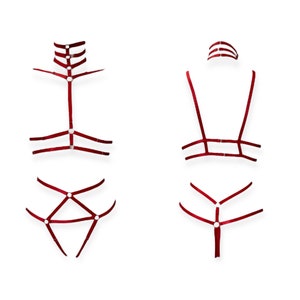 Sexy Open Harness Bra and Panty Set Bdsm Lingerie Open Crotch Cage ...