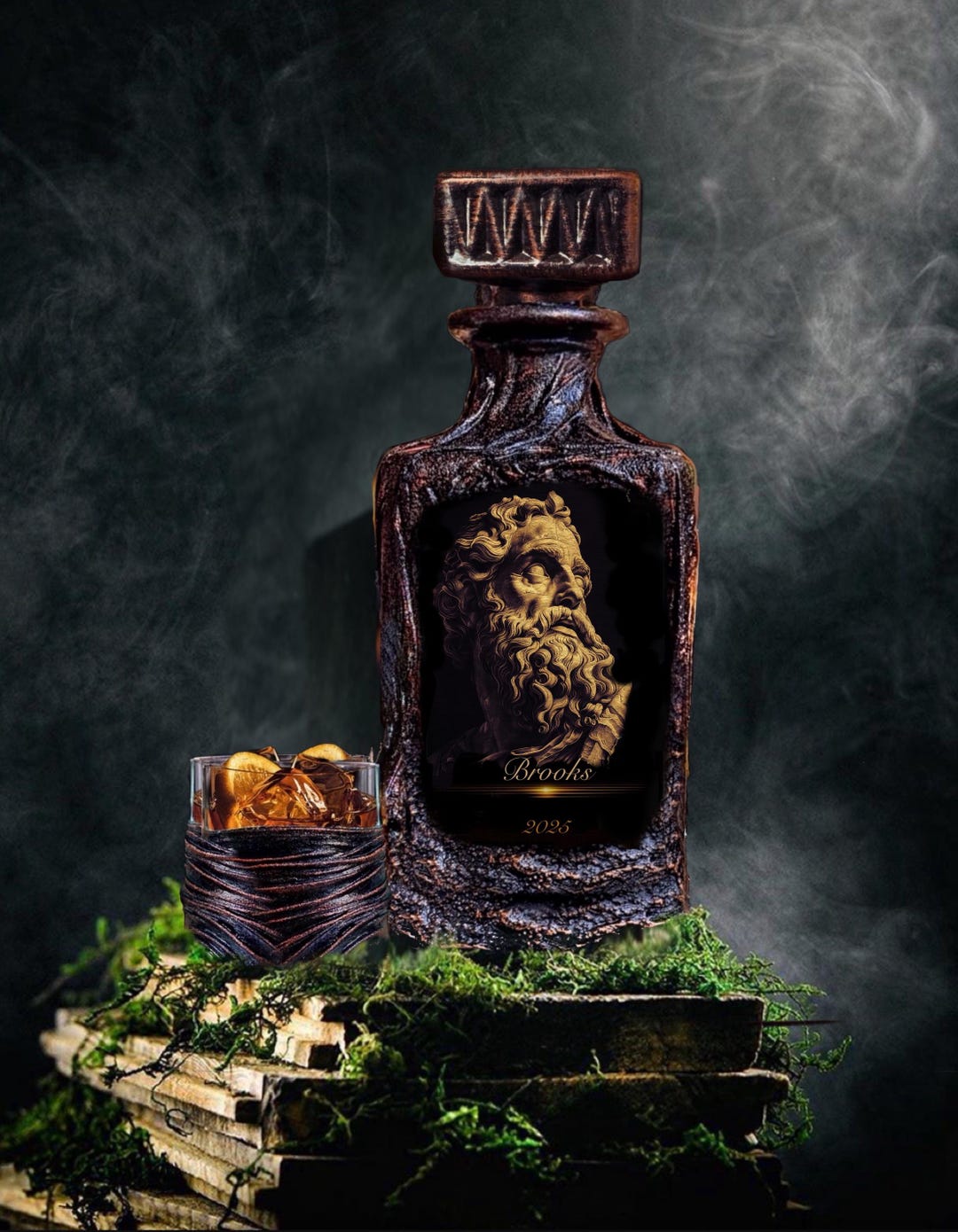 Personalized Whiskey Decanter Set: Custom Photo, Greek God Design, Gift ...