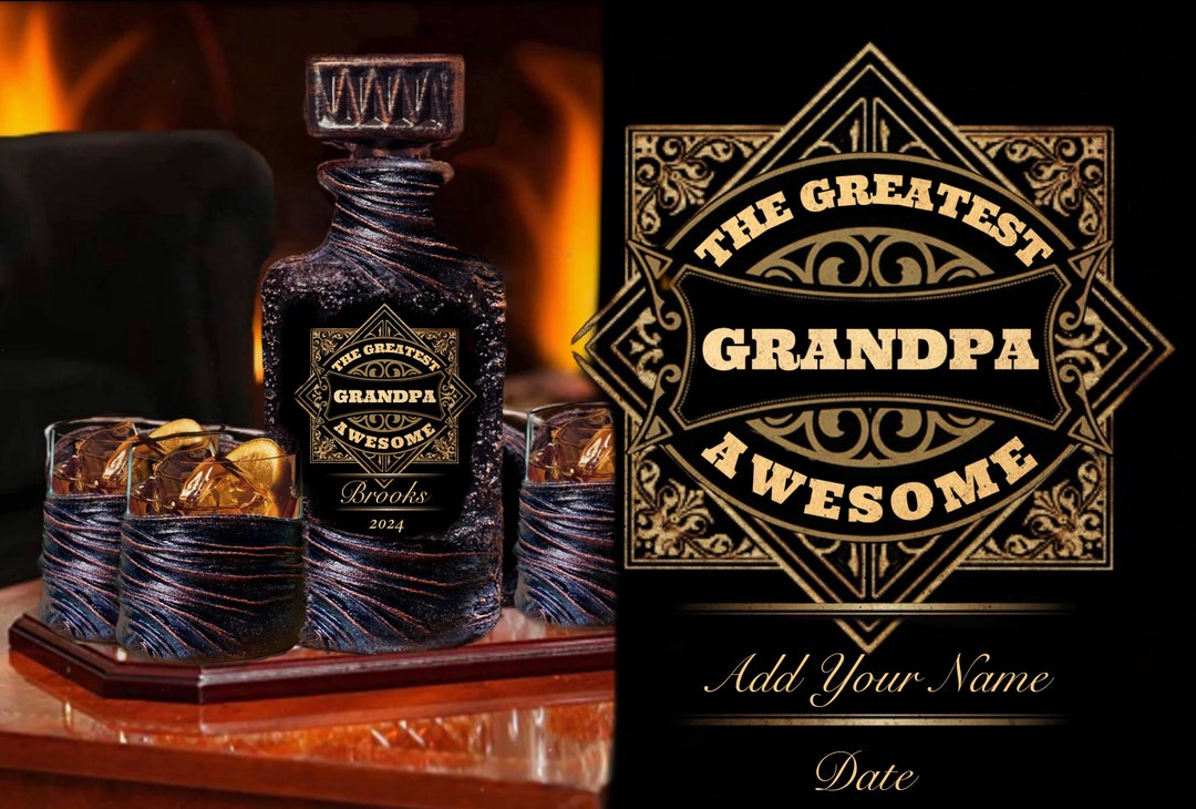Personalized Grandfather Whiskey Decanter Set With Gift Box/unique Lava ...