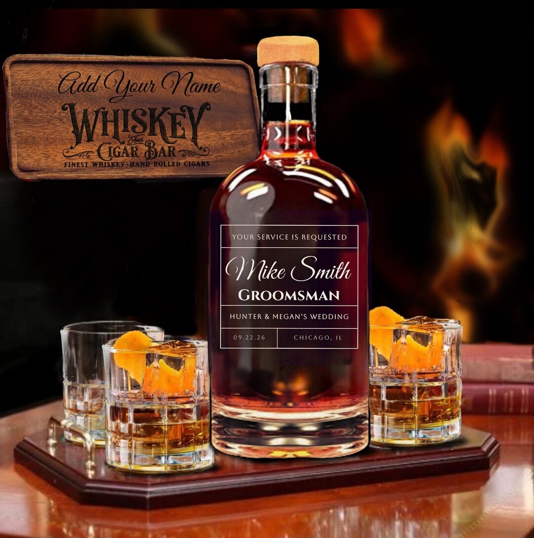 Custom Whiskey Label Decanter Set With Gift Box Personalized Wedding ...