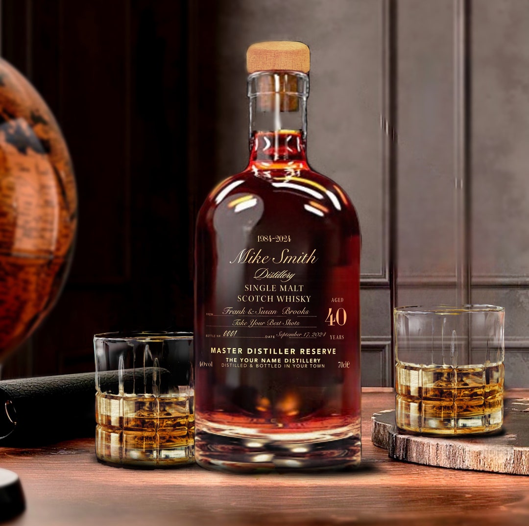 Unique Label Design Personalized Engraved Monogram Whiskey Decanter Set ...