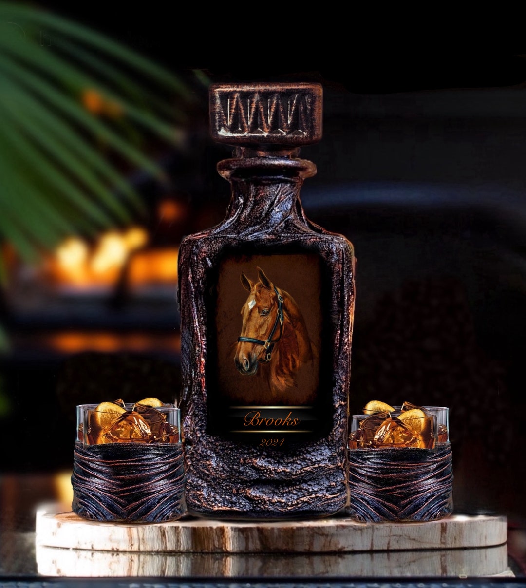 Horse Rider Personalized Liquor Whiskey Decanter Set With Gift Box ...