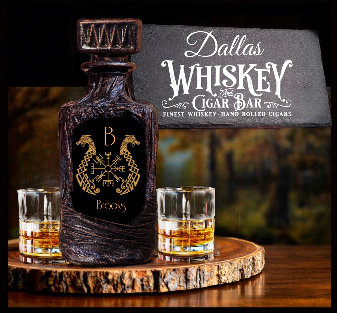 Personalized Viking Dragon Whiskey Decanter Set: Custom Stone Barware ...