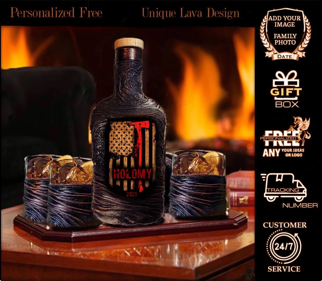 Personalized Fireman Whiskey Decanter Set With Gift - Etsy