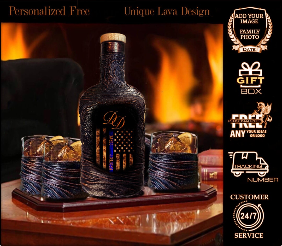 Police Officer Personalized Whiskey Decanter Set With Gift - Etsy