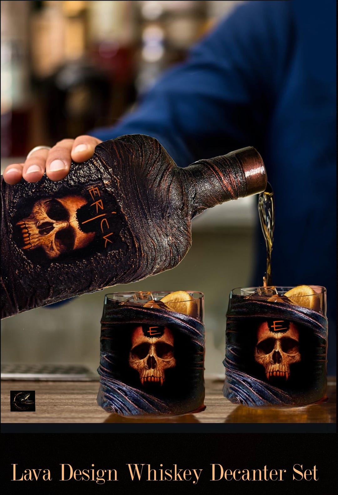 Personalized Skull Whiskey Decanter Set With Gift Box-customized Lava ...