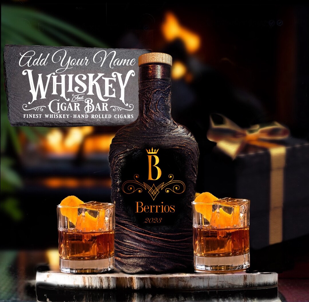 Personalized Monogram Whiskey Decanter Set With Gift Box~rock Glasses ...