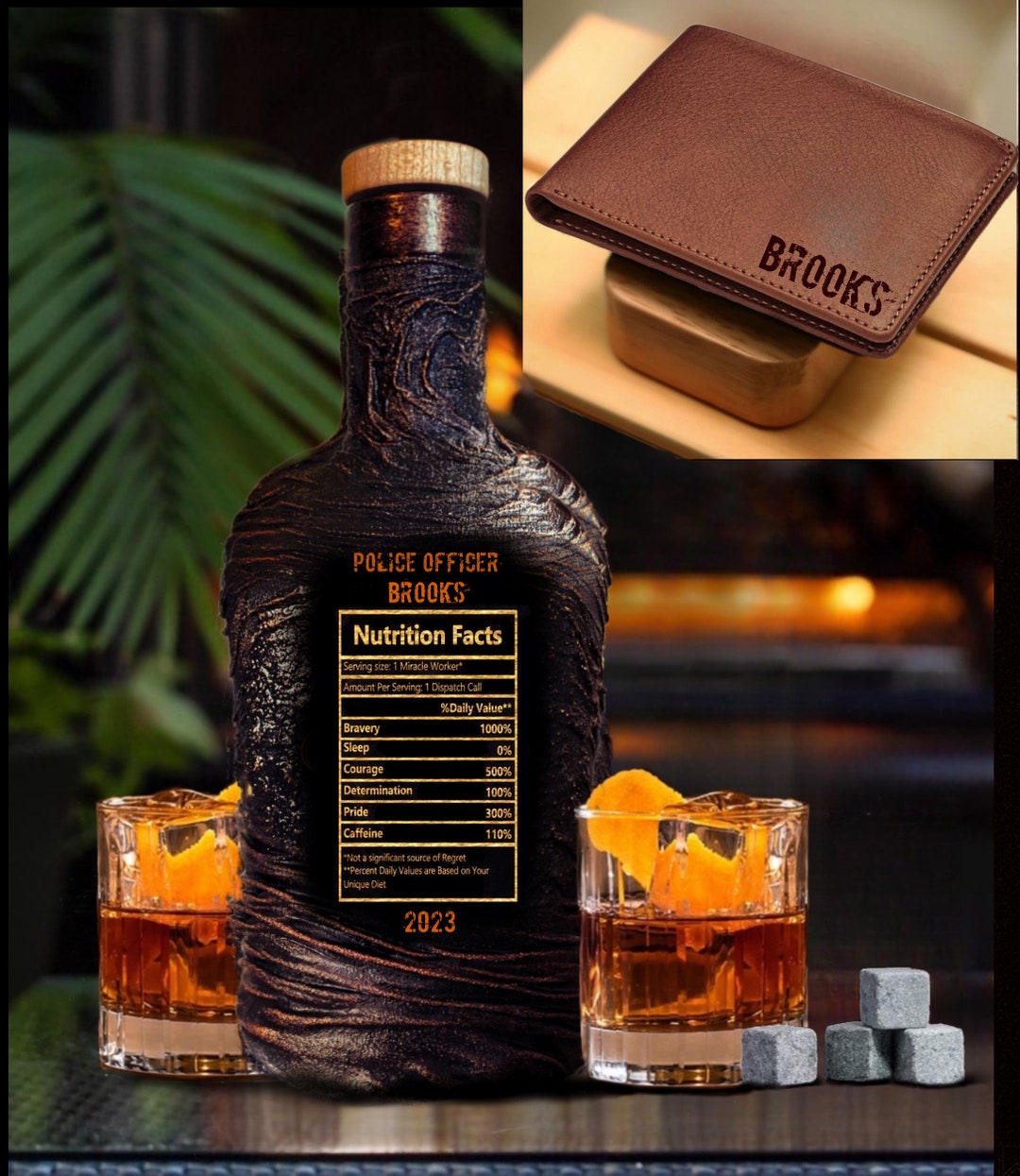 Police Officer Personalized Whiskey Decanter Set Policemen - Etsy