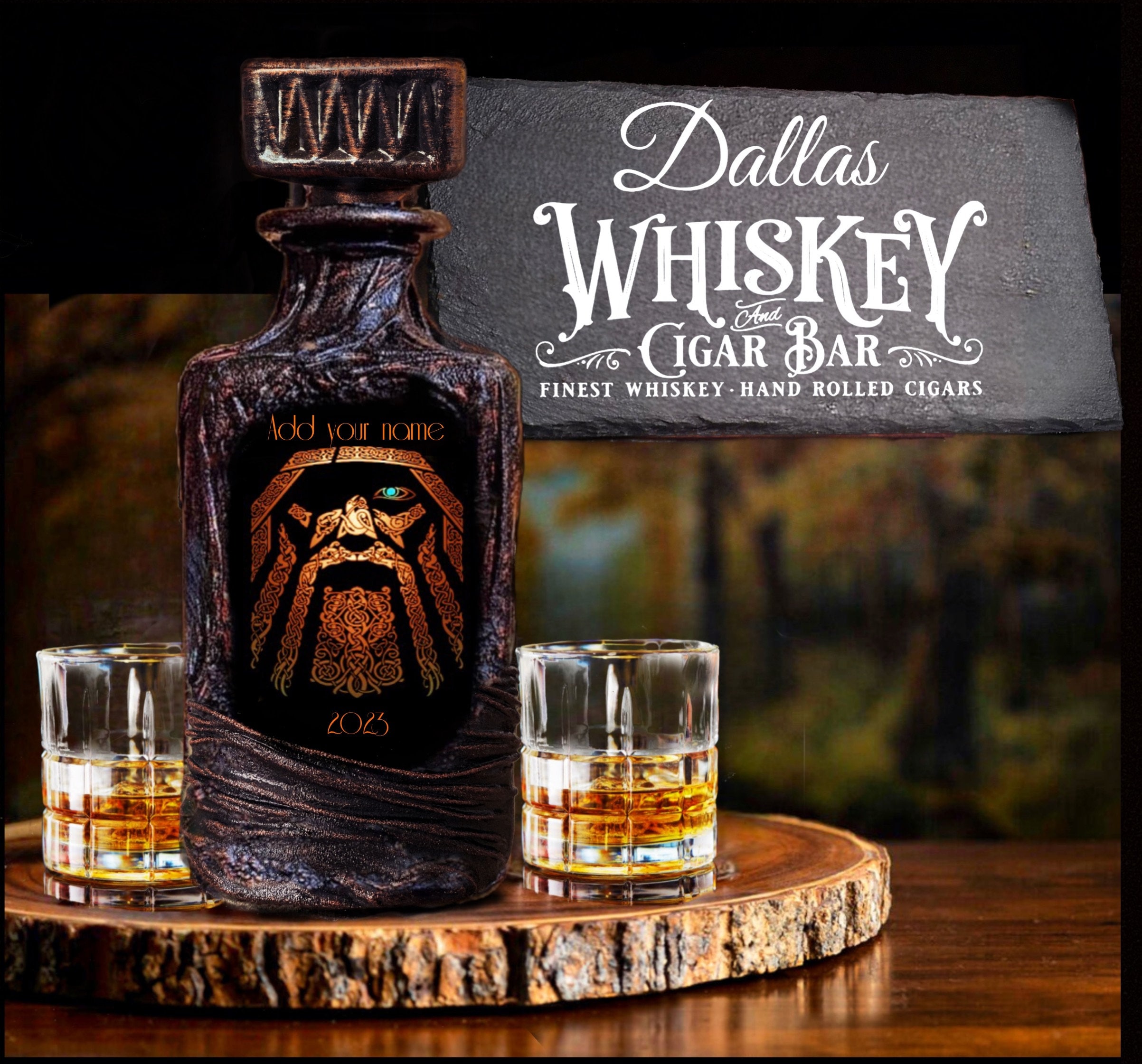 Personalized Viking Whiskey Decanter Set: Custom Home Bar Gift - Etsy