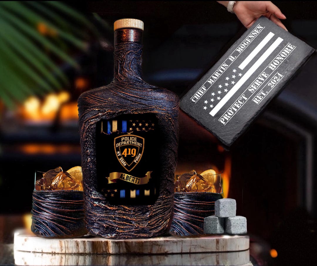 Police Badge Officer Personalized Whiskey Decanter Set Policemen ...