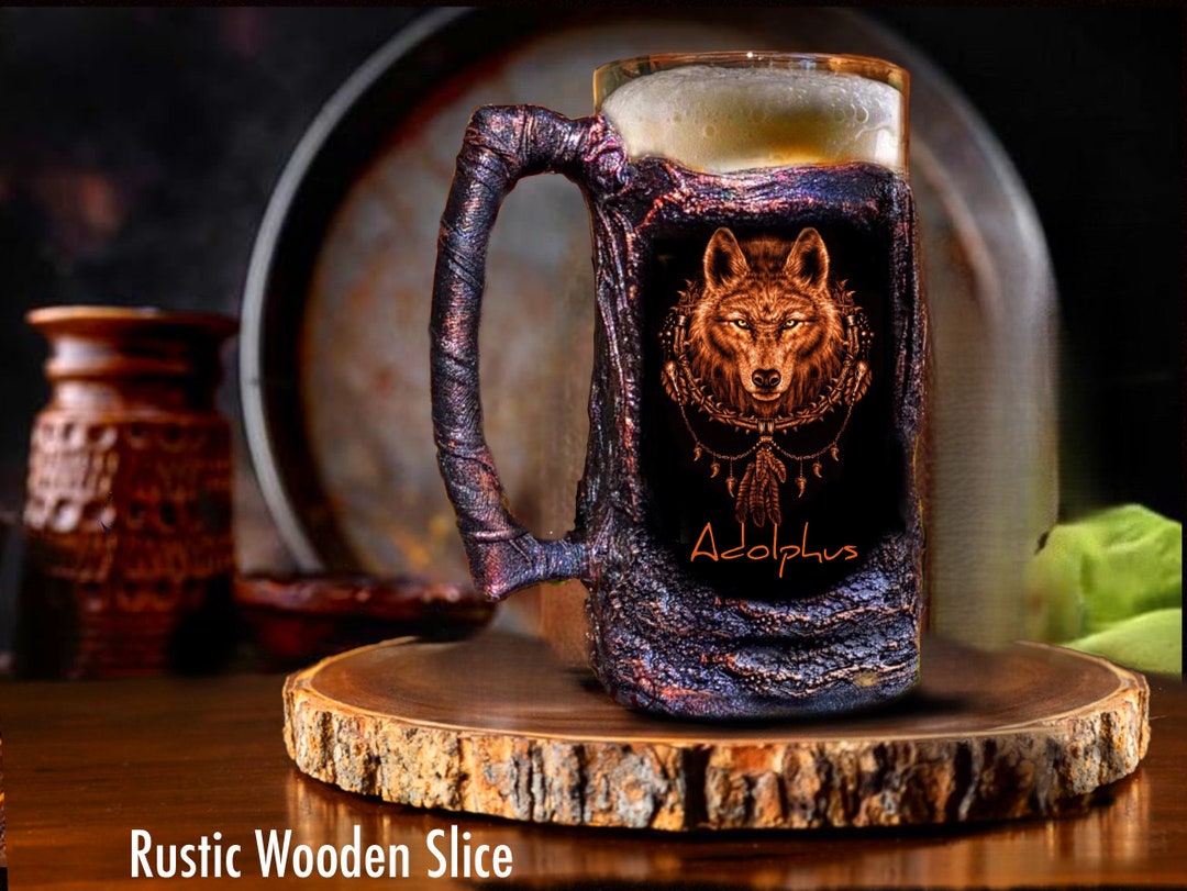 Hunting Wolf Personalized Beer Mug & Funny Apron for Man/gift Ideas for ...