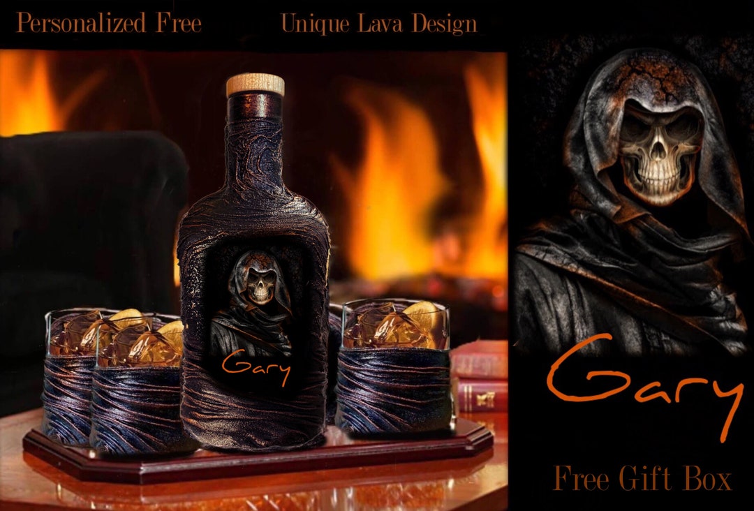 Skull Personalized Whiskey Decanter Set With Gift - Etsy