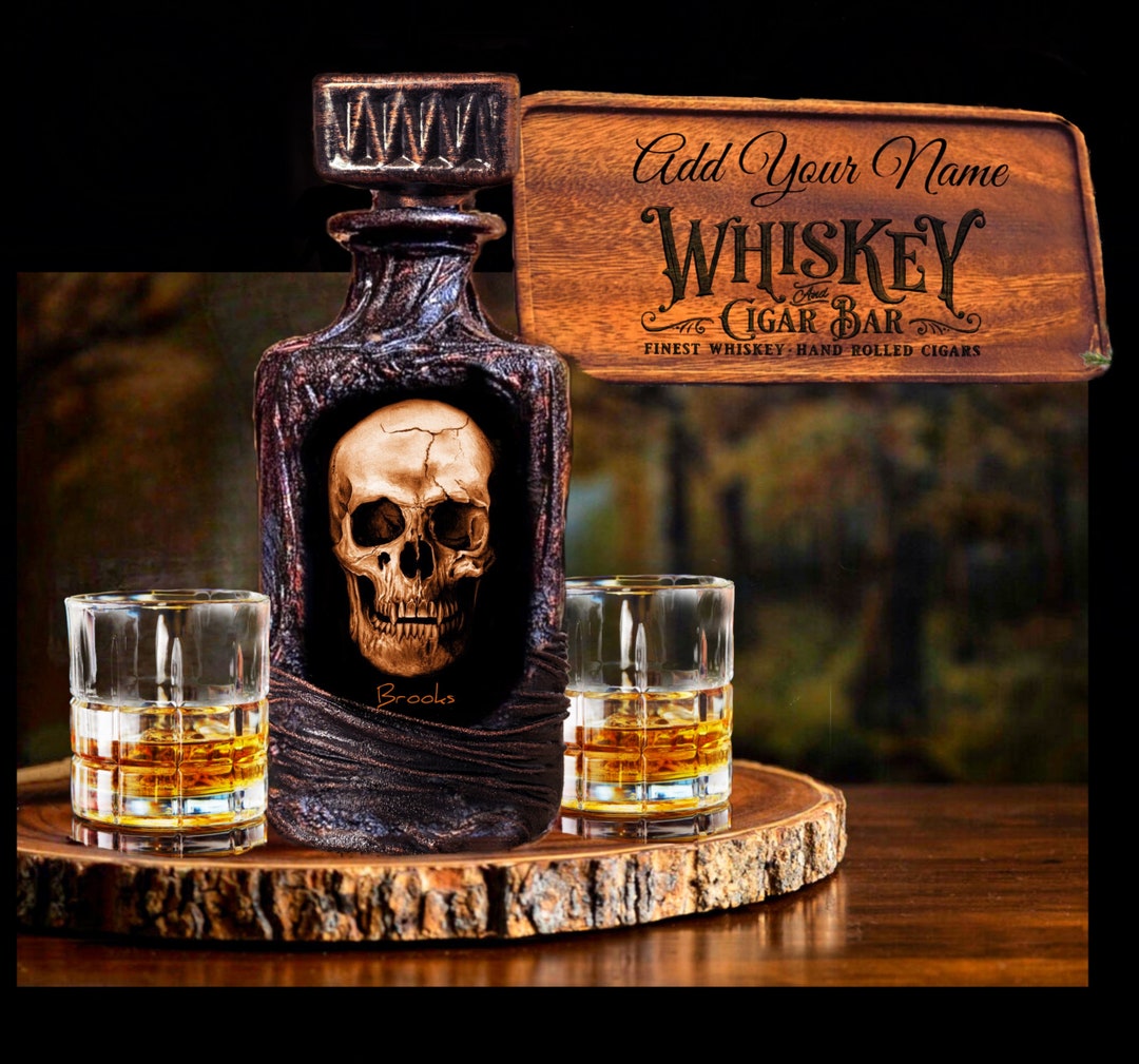 Personalized Skull Whiskey Decanter Set: Custom Liquor Barware Gift - Etsy