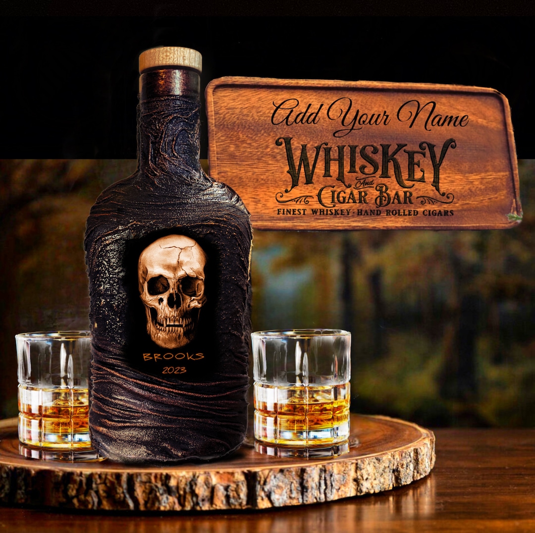 Skull Personalized Whiskey Decanter Set With Gift Box-customized ...