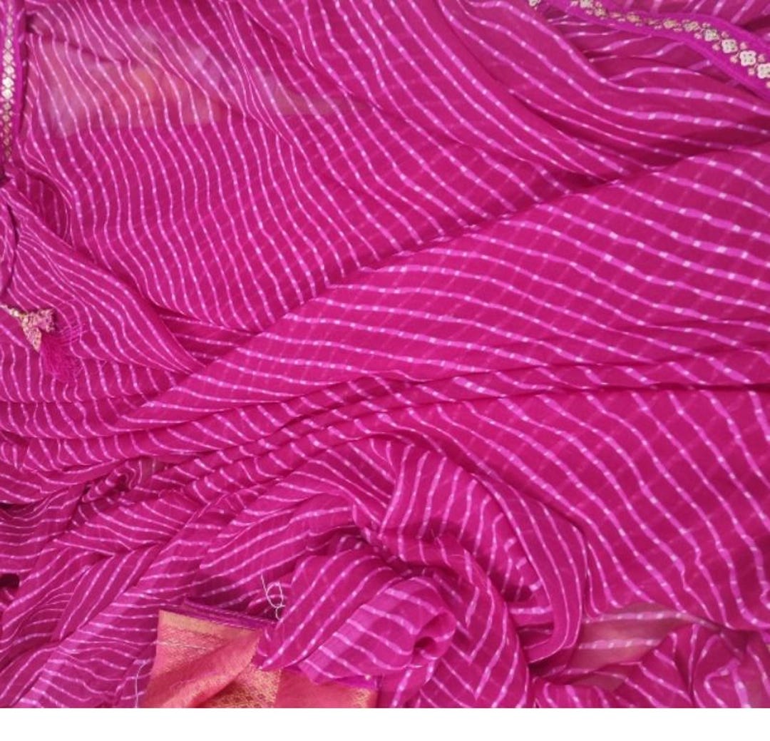 Georgette Printed Bandhani Saree for Women With Unstich Blouse and Fall ...
