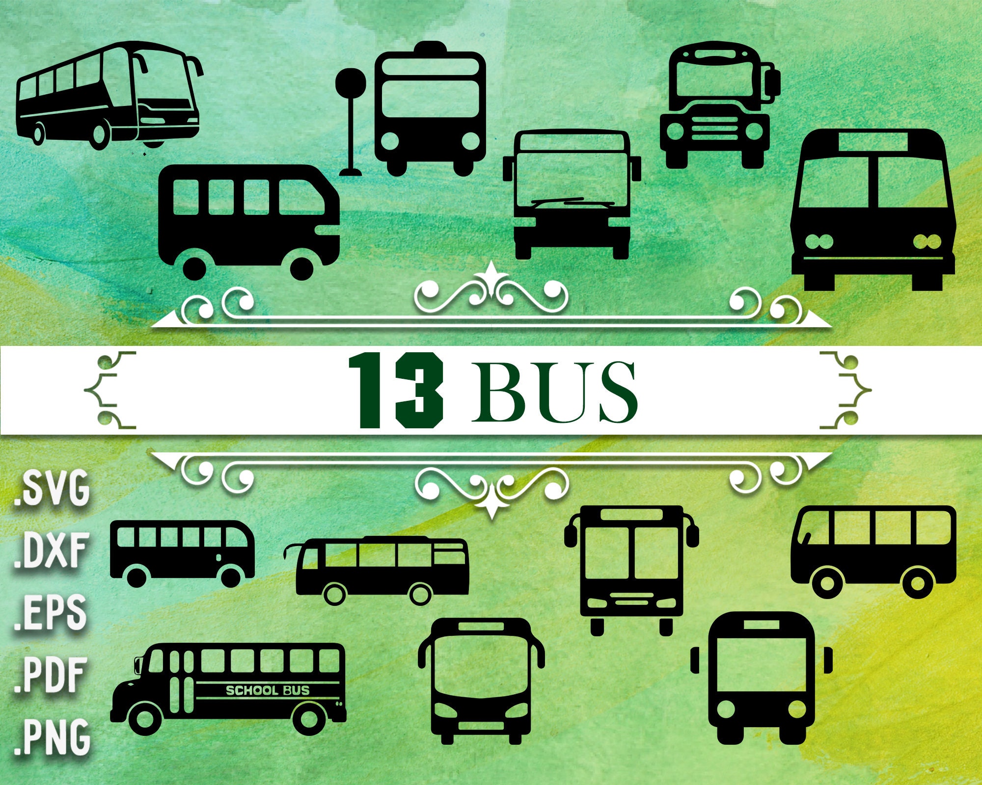 BUS SVG, School Bus Svg, School Bus Clipart, School Bus Monogram ...