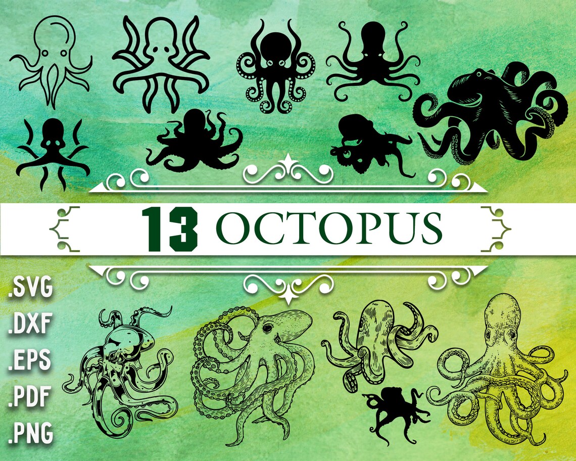 OCTOPUS SVG, Octopus Clipart, Octopus Vector, Octopus Silhouette ...